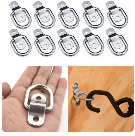 10X Cargo Lashing Surface Mount D Ring Staple Cleat Tie Down Ring Trai ...